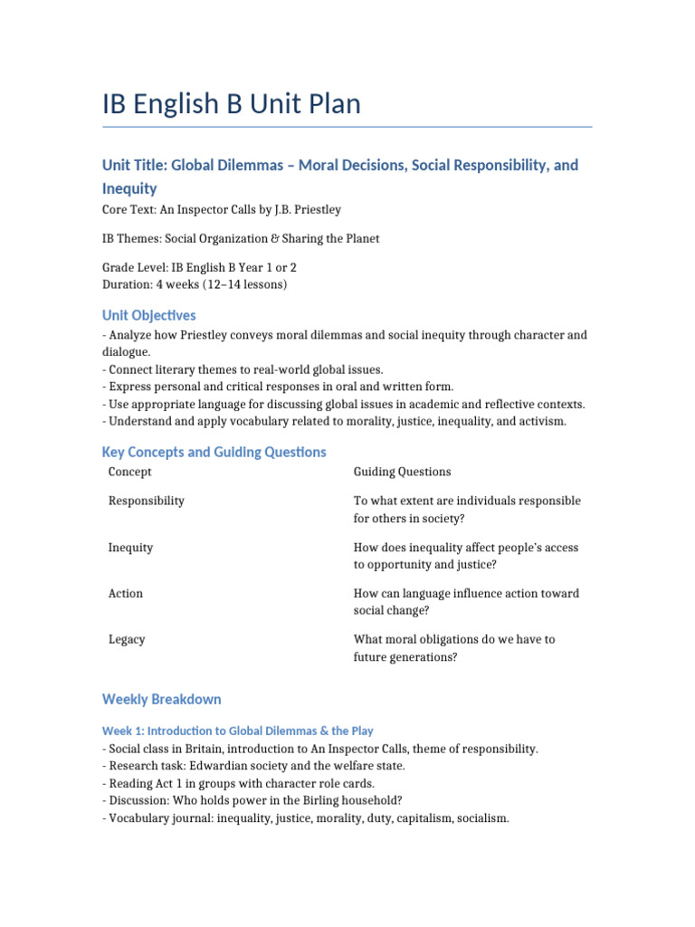 IB English B Unit Global Dilemmas | PDF | Justice | Crime & Violence