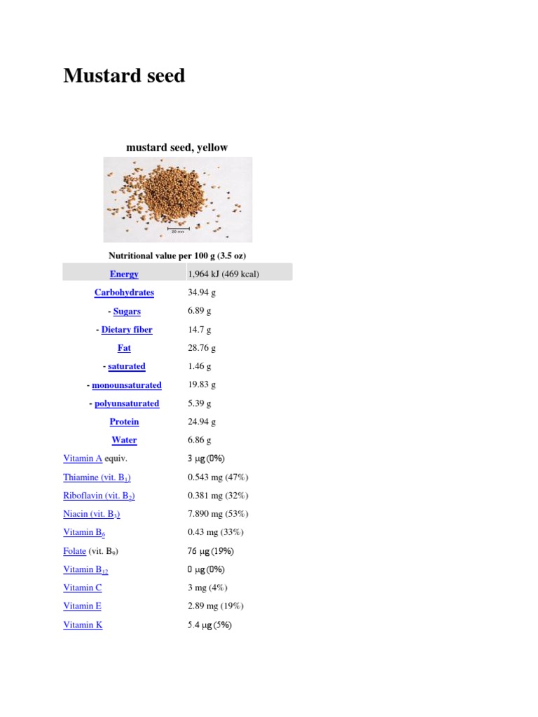 Mustard Seed | PDF | Agronomy | Foods