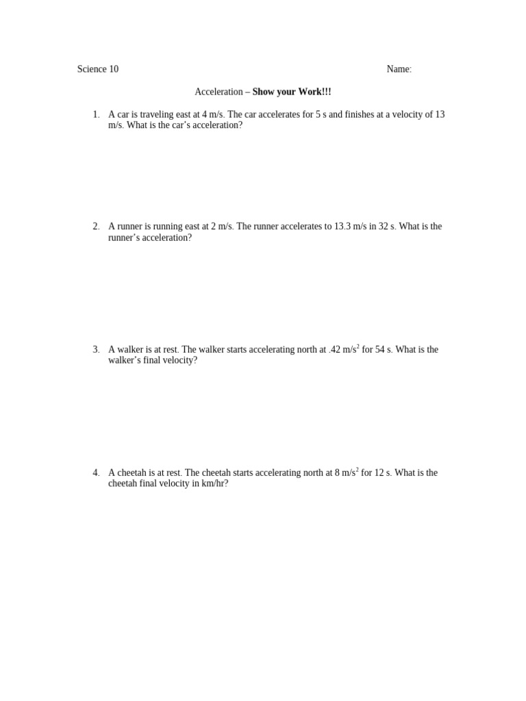 Acceleration Problems and Solutions | PDF