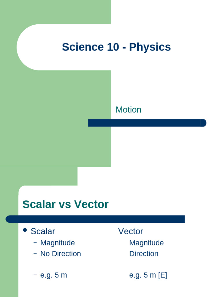 Understanding Motion: Scalars and Vectors | PDF | Distance | Euclidean ...