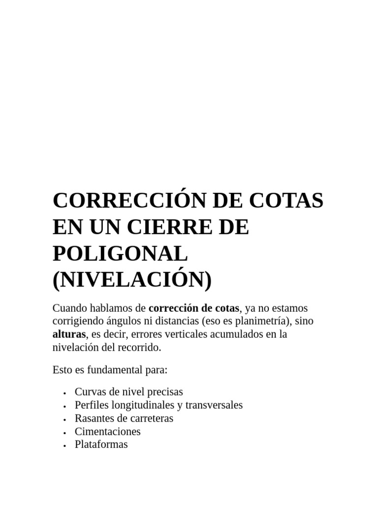 Corrección de Cotas en Un Cierre de Poligonal | PDF