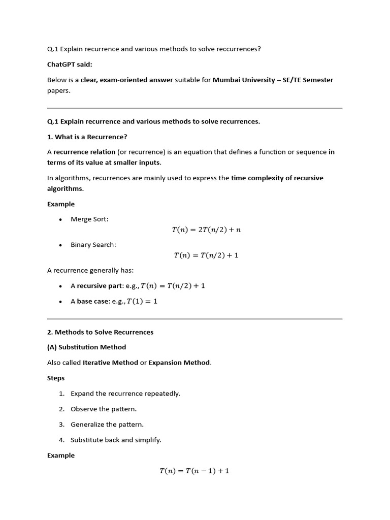 PYQ AOA | PDF | Recurrence Relation | Dynamic Programming