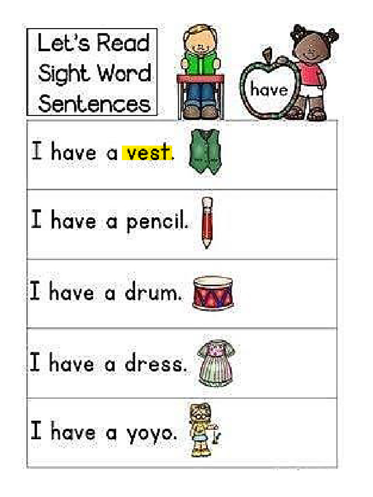 1.sight Word Sentences | PDF