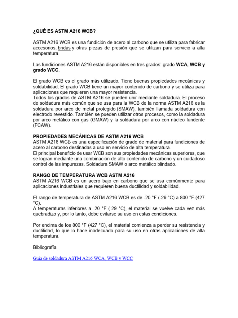 Propiedades y Usos de ASTM A216 WCB | PDF