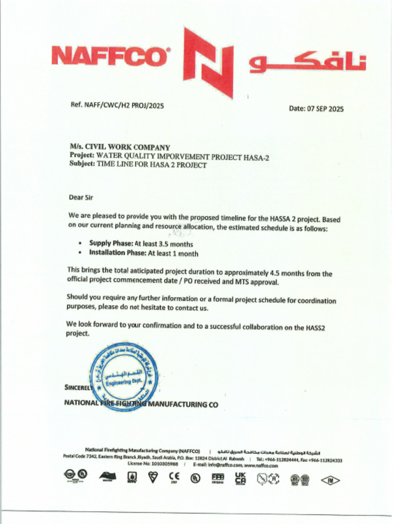 Supplier Letter (Naffco) | PDF
