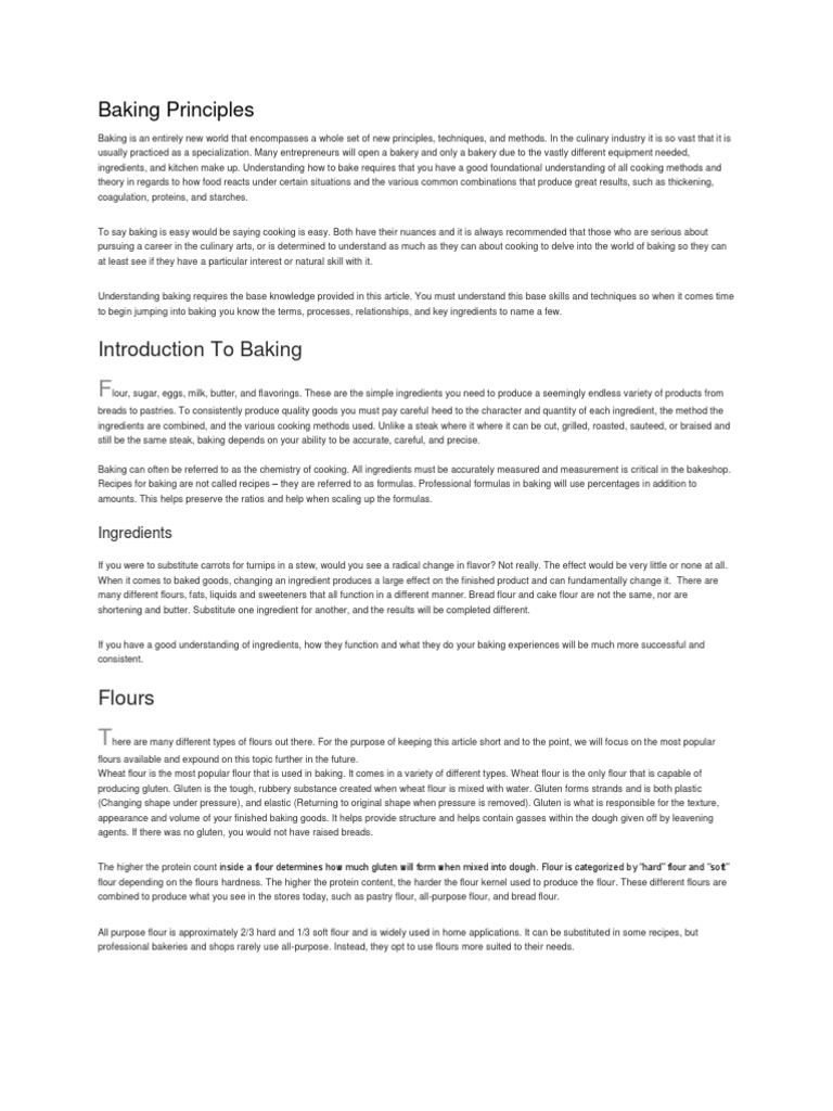 Baking Principles | PDF | Flour | Baking Powder