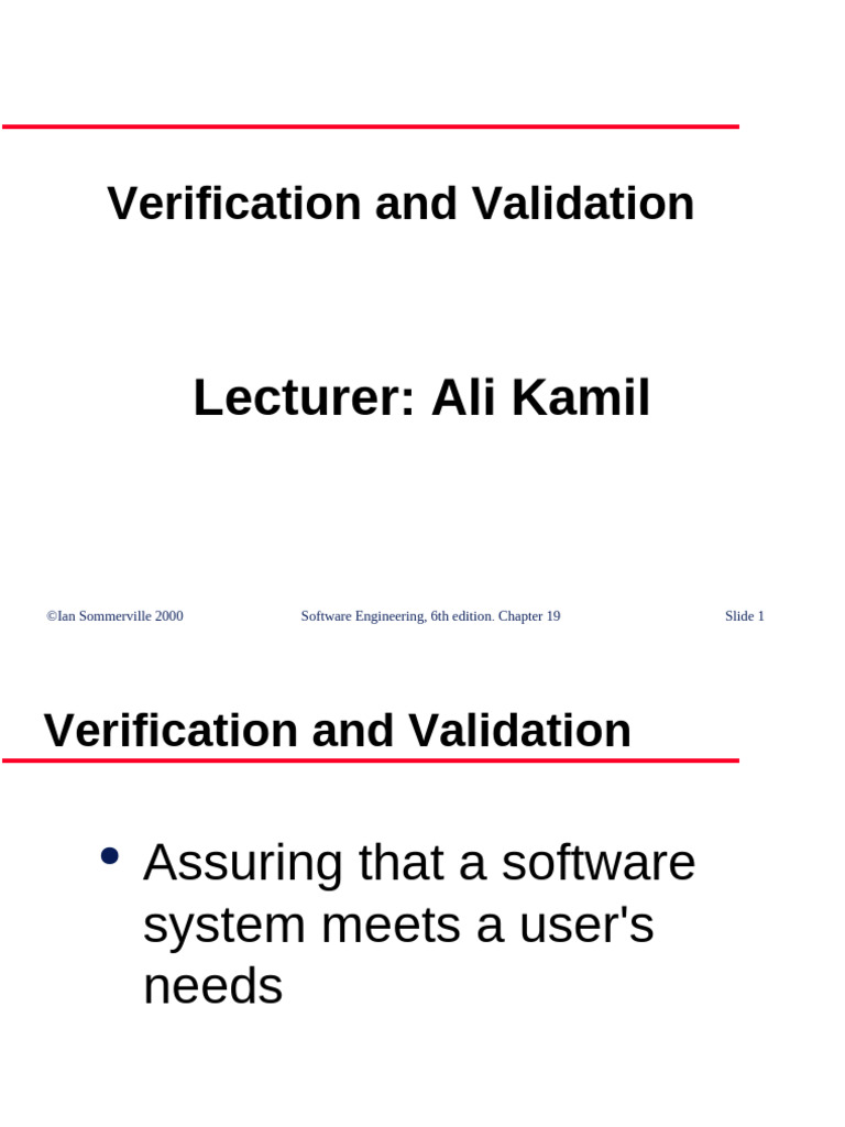 Ch19 Validation Verification | PDF | Formal Verification | Variable ...