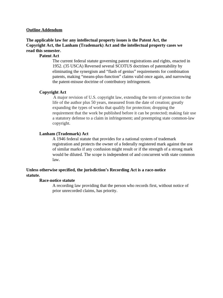 Outline Addendum | PDF