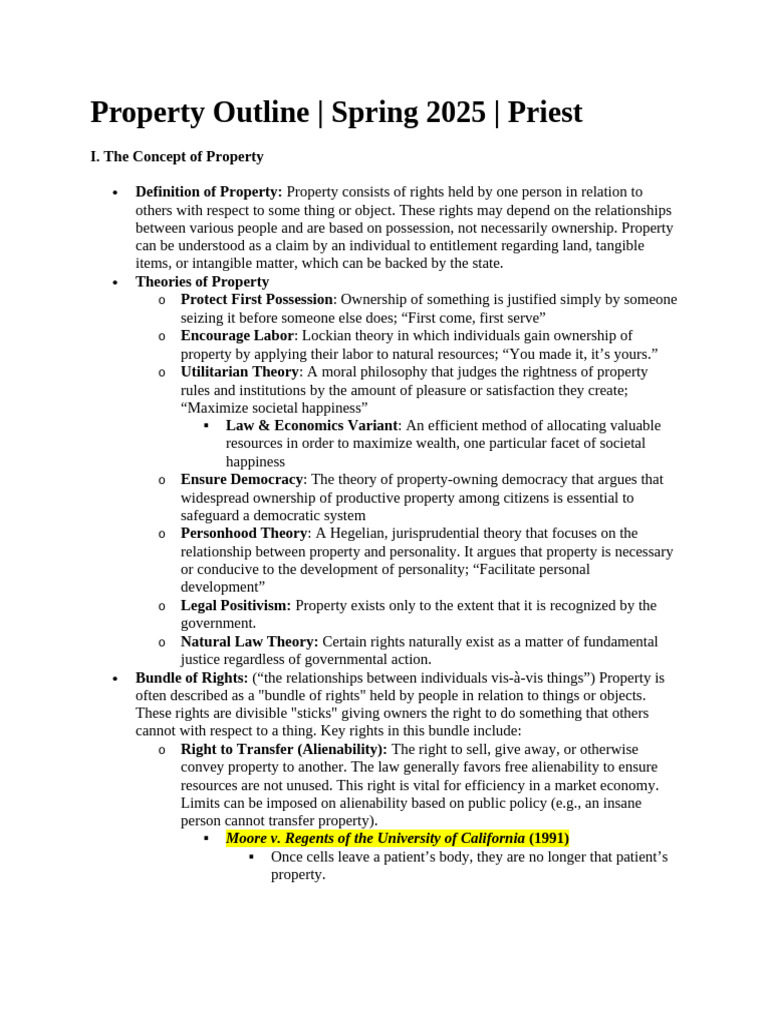 Property Outline - Priest. | PDF | Leasehold Estate | Concurrent Estate