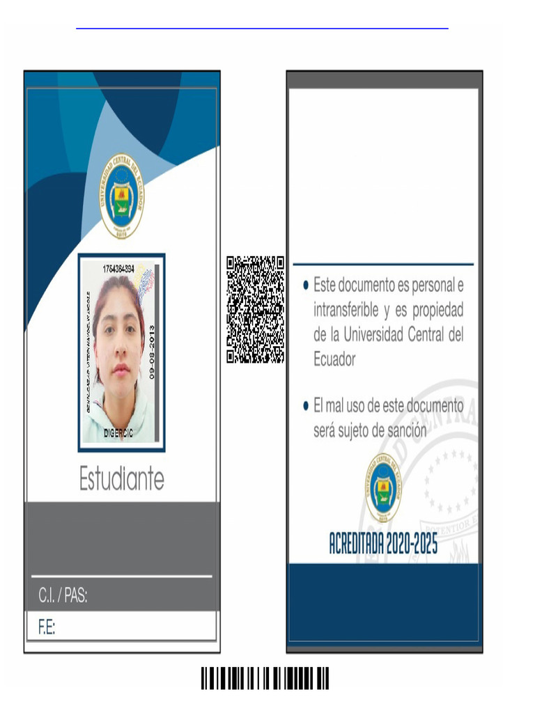 Carnet Estudiantil Digital: Naydelin Nicole Benalcazar Viteri | PDF