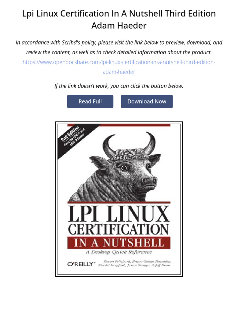 LPI Linux Certification in a Nutshell Third Edition Adam Haeder Ready ...