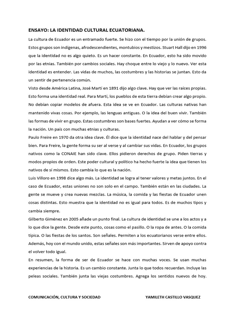 Identidad Cultural en Ecuador: Un Análisis | PDF | Ecuador | Nación