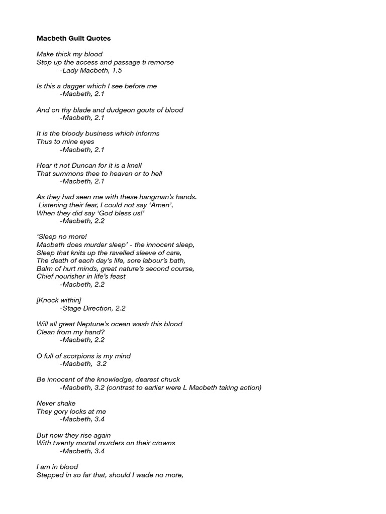 Macbeth Guilt | PDF