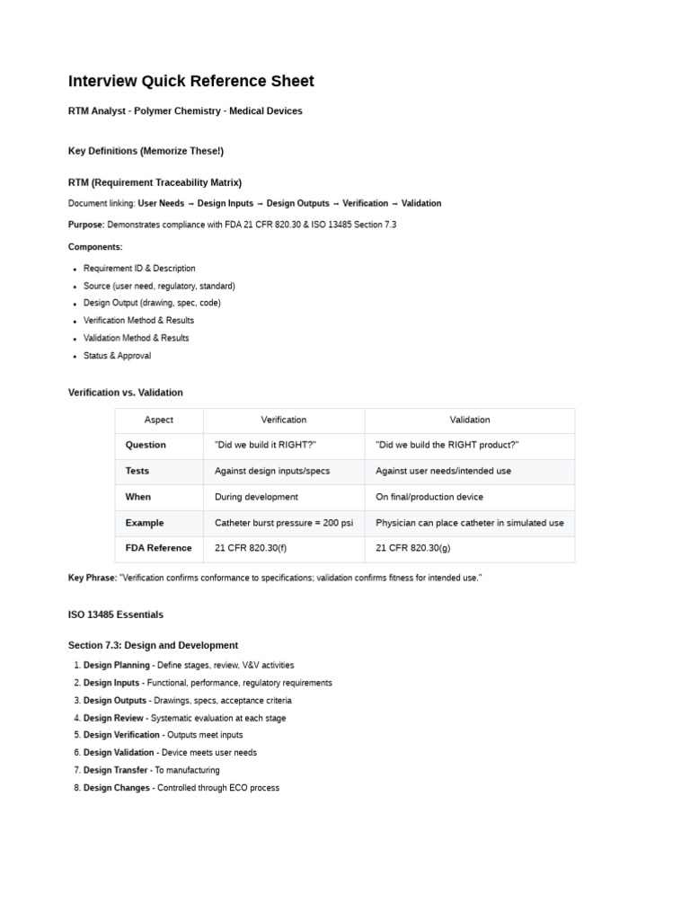 Interview Quick Reference Cheat Sheet | PDF | Verification And ...