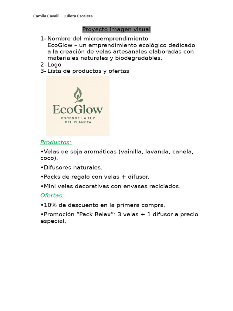 EcoGlow: Velas Ecológicas Artesanales | PDF