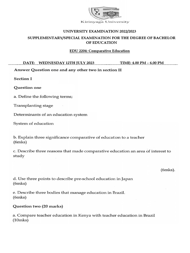 EDU 2204 Comparative Education | PDF