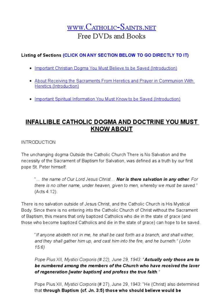 Important Christian Dogma You Must Believe To Be Saved | PDF | Baptism ...