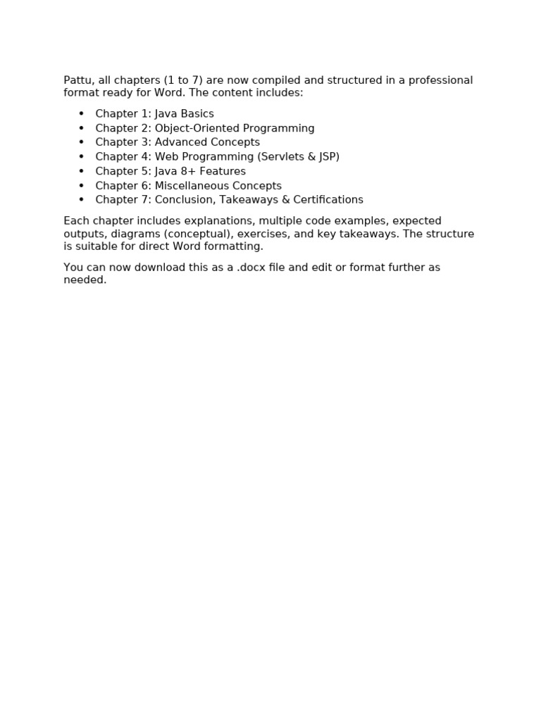Comprehensive Java Guide: Chapters 1-7 | PDF