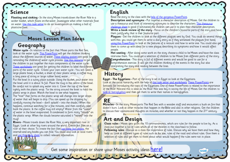 T T 7277 Moses Lesson Plan Ideas KS2 | PDF