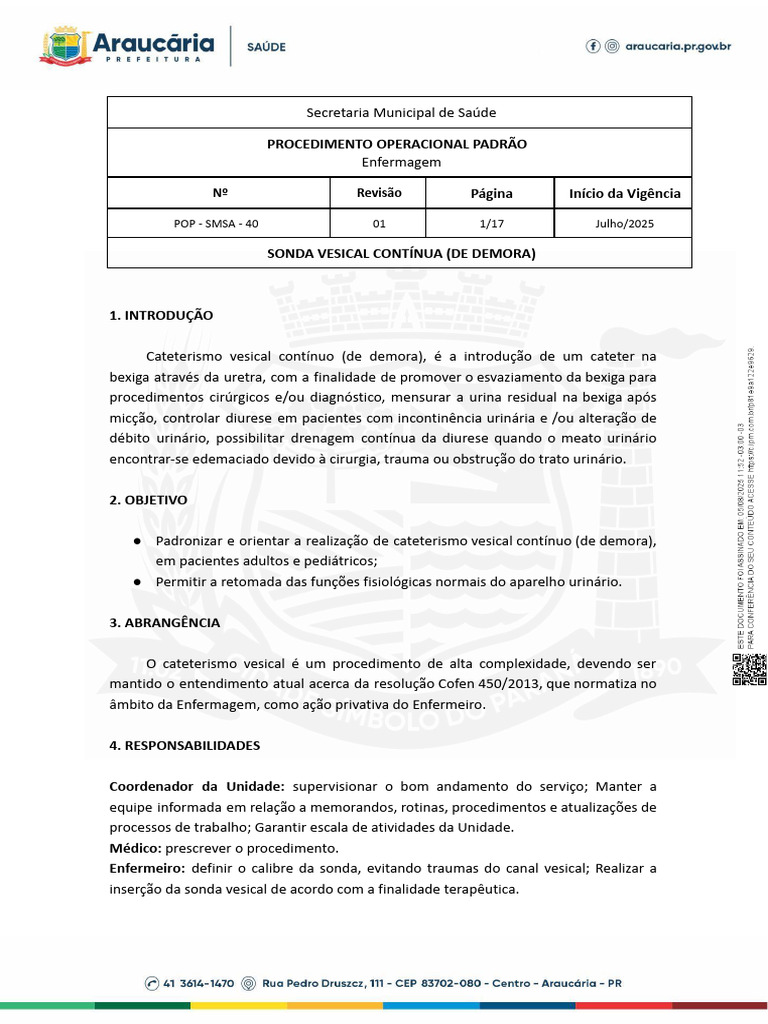 SMSA - POP - 040 - Sonda Vesical Contínua - de Demora | PDF | Micção ...