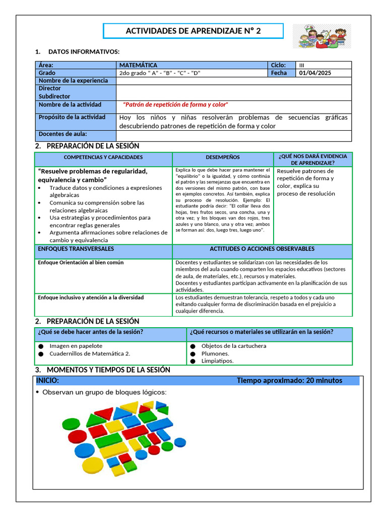 01-04 Mat. Sesion Patron de Repeticion de Forma y Color | PDF ...