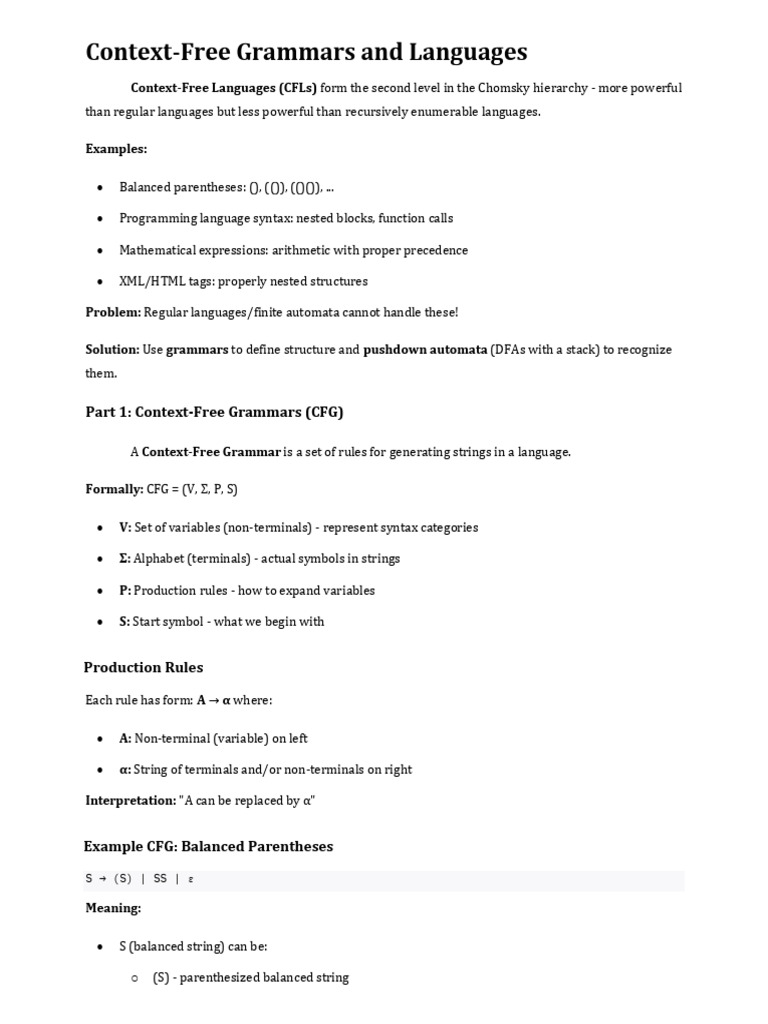 Understanding Context-Free Grammars | PDF | Parsing | Computer Programming