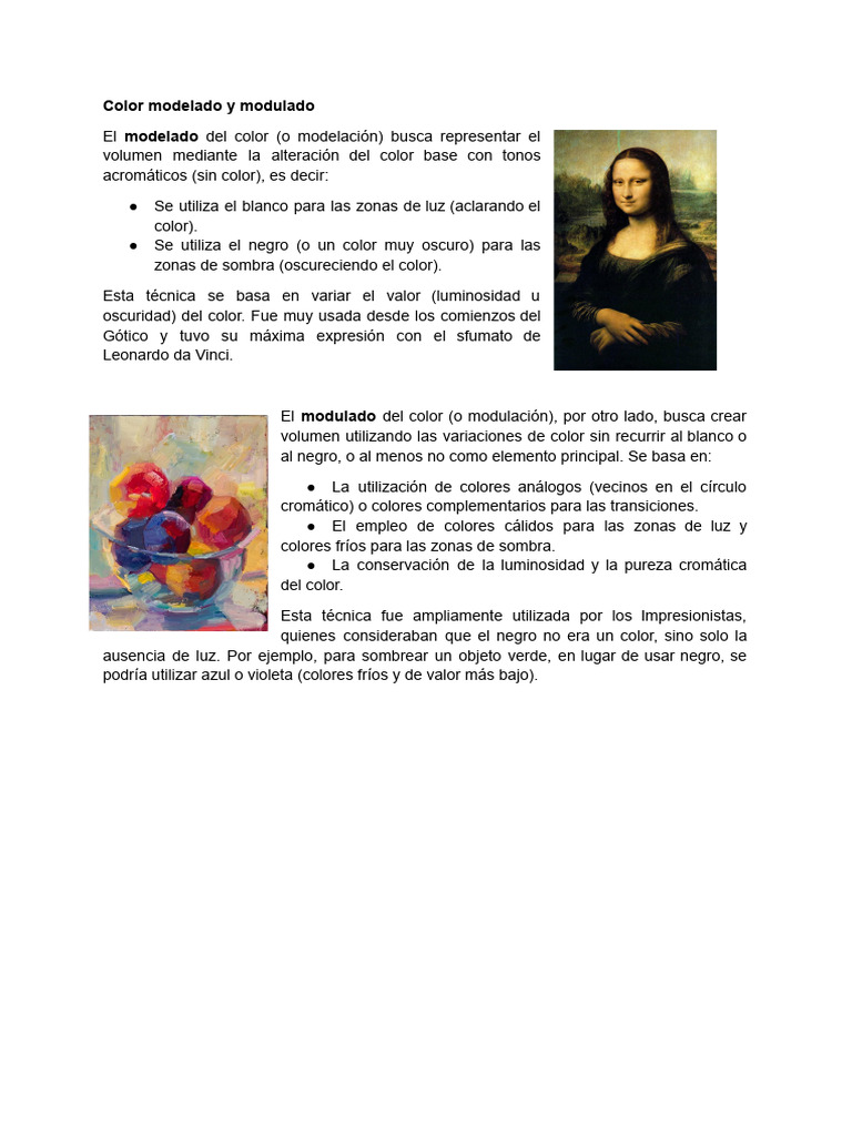 Modelado y modulado del color en arte | PDF