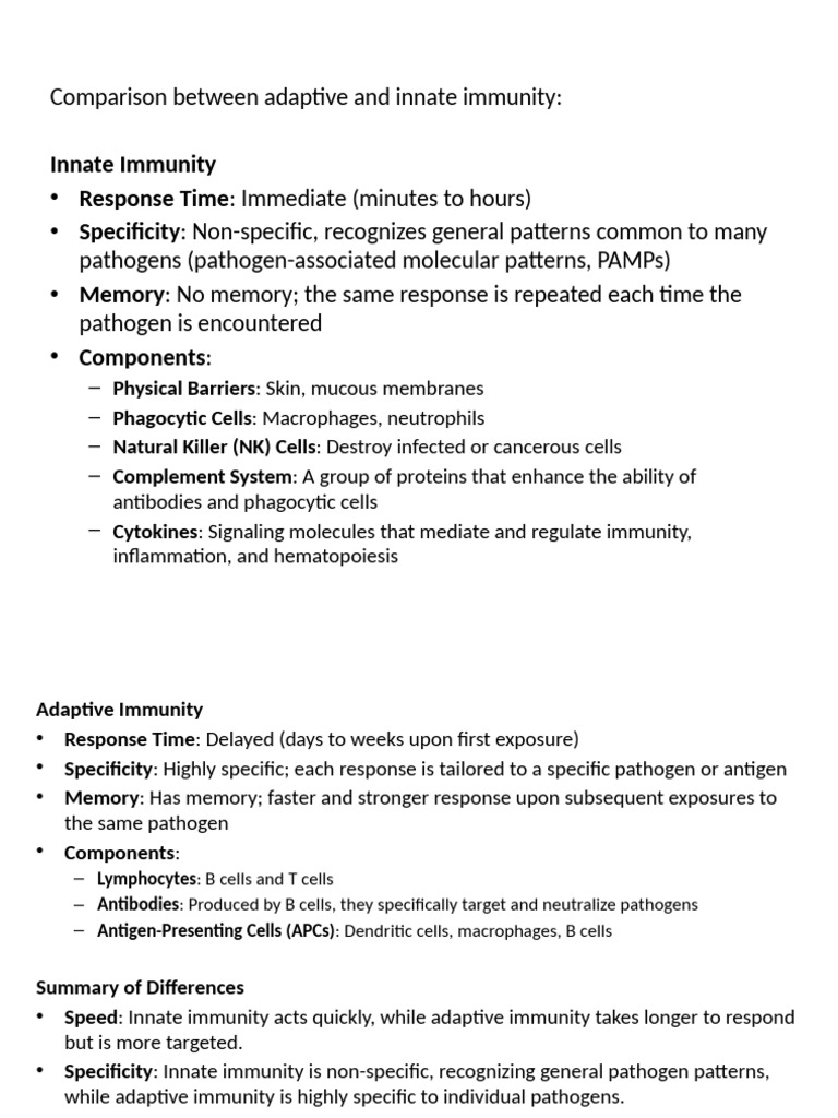 Innate vs. Adaptive Immunity Explained | PDF | Immune System | Adaptive ...