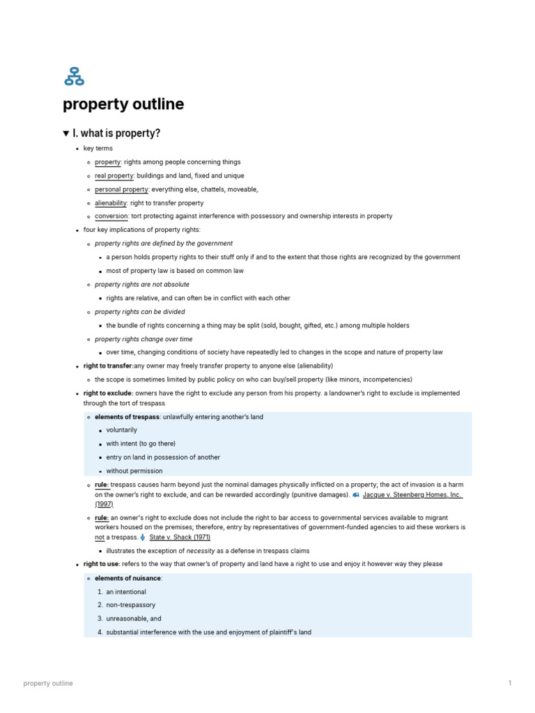property law 1L doctrinal outline | PDF | Lease | Leasehold Estate