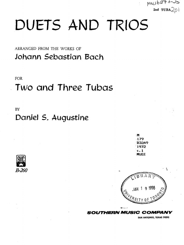 Bach Duets and Trios for Tubas | PDF | Chess Theory | Chess