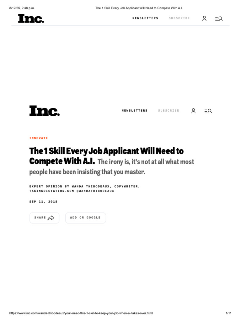 The 1 Skill Every Job Applicant Will Need To Compete With A.I | PDF ...