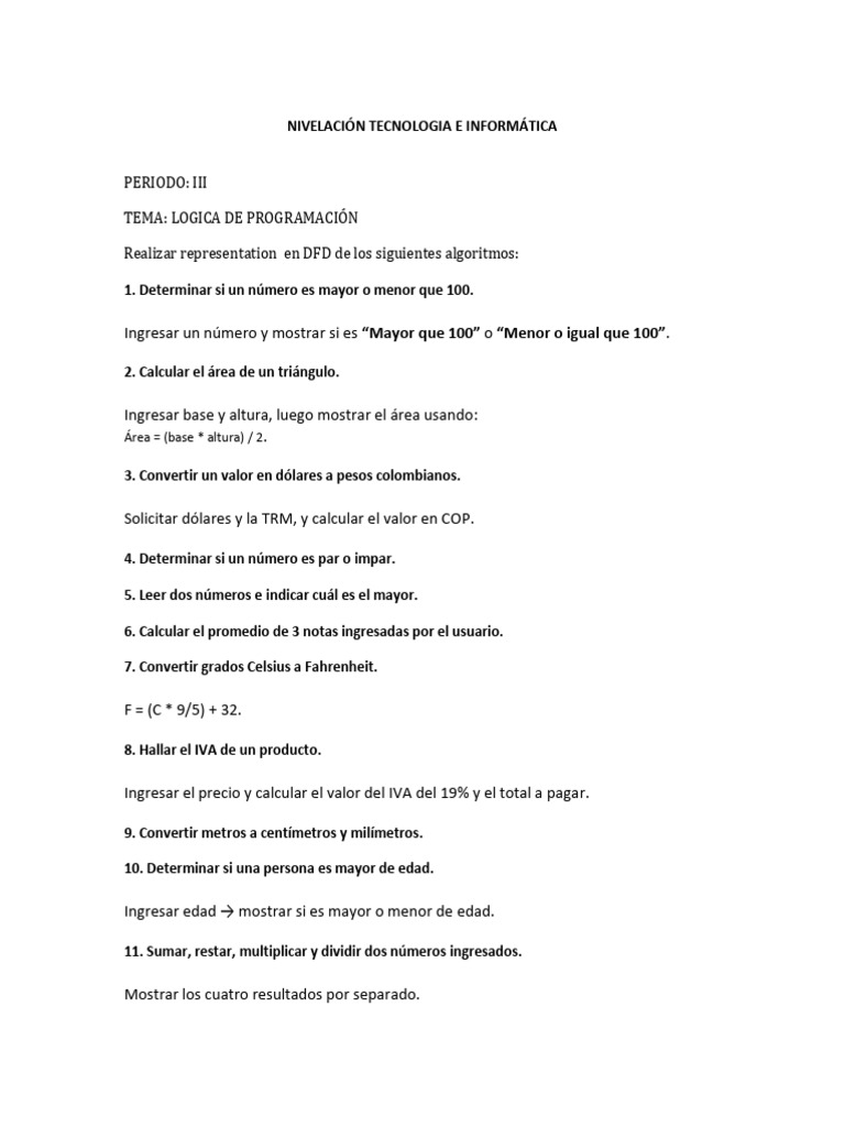 Algoritmos y DFD en Programación Básica | PDF