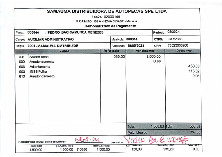 3 - CONTRA-CHEQUE 02-09-2024 | PDF