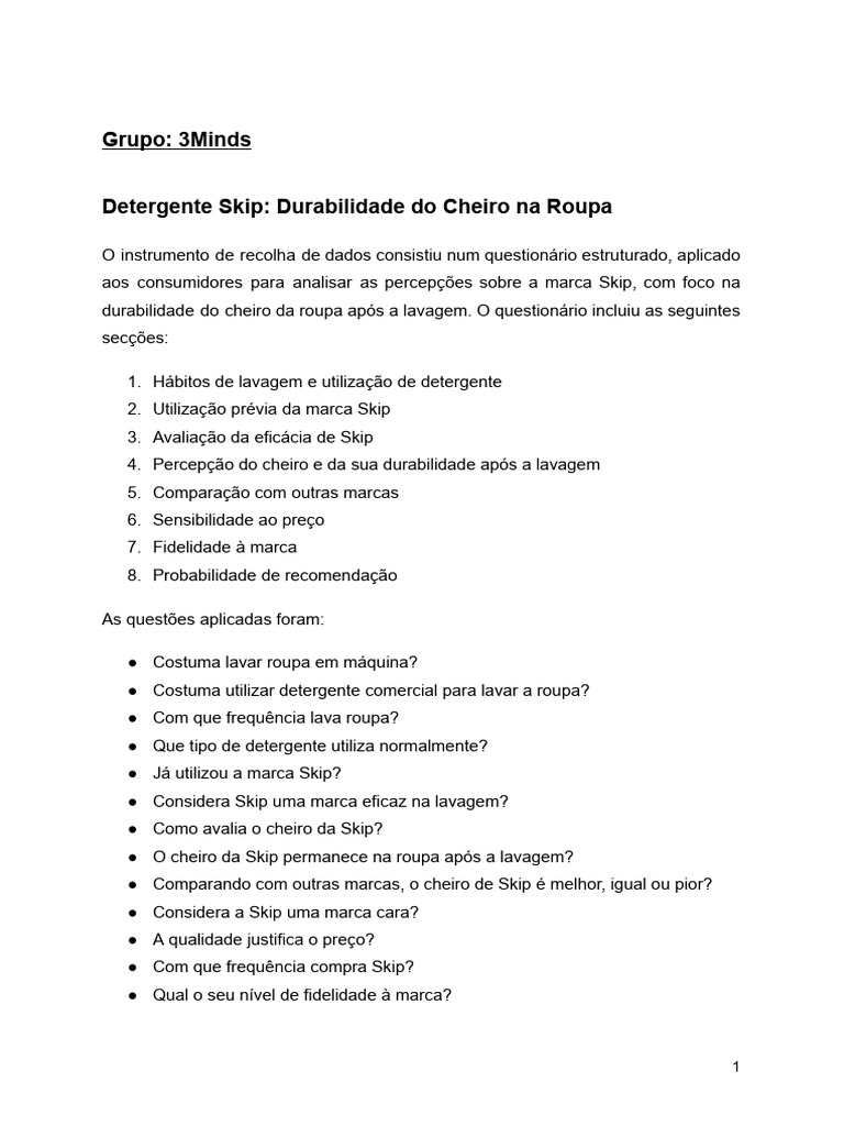 Durabilidade do Cheiro do Detergente Skip | PDF | Android (sistema ...