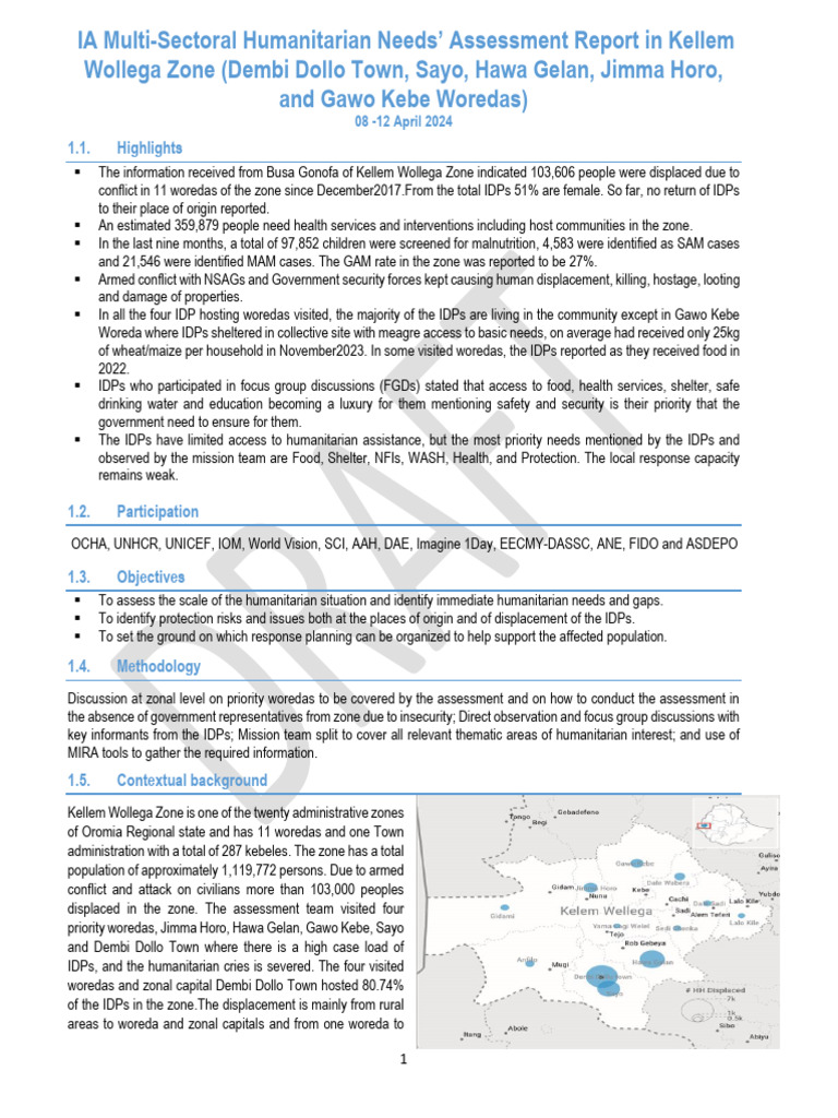 Kellem Wollega Humanitarian Needs Report | PDF | Wash | Internally ...