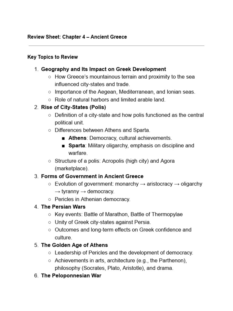 Greece Review Sheet | PDF | Ancient Greece | Greece