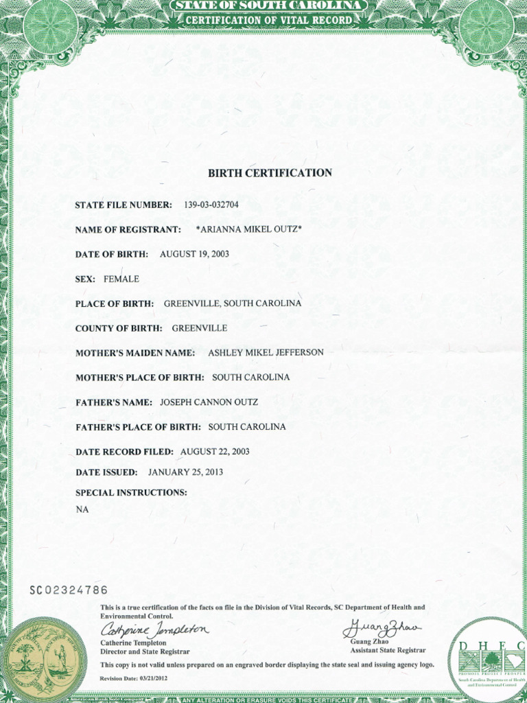 Ari's Birth Cert. 2 | PDF