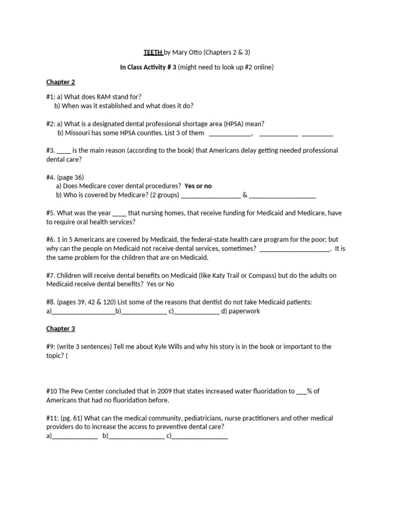 TEETH by Mary Otto Assignment 3 LH | PDF