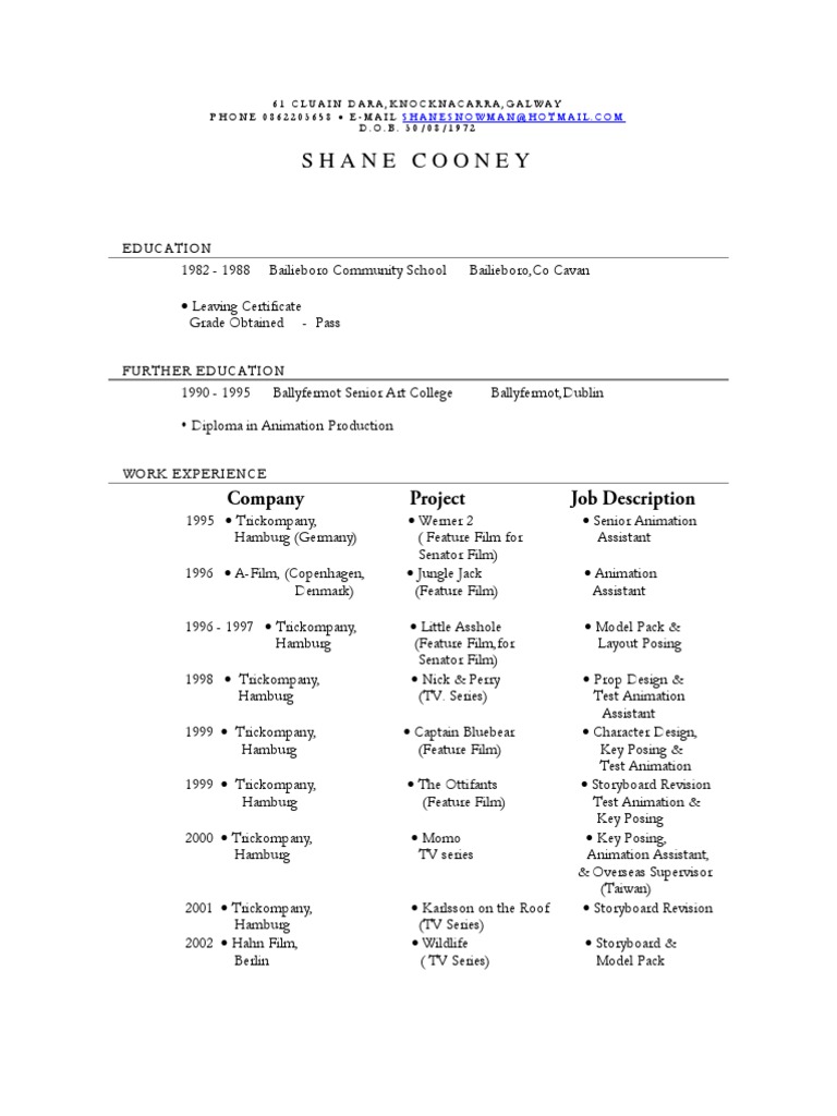 Shane Cooney CV | PDF | Further Education