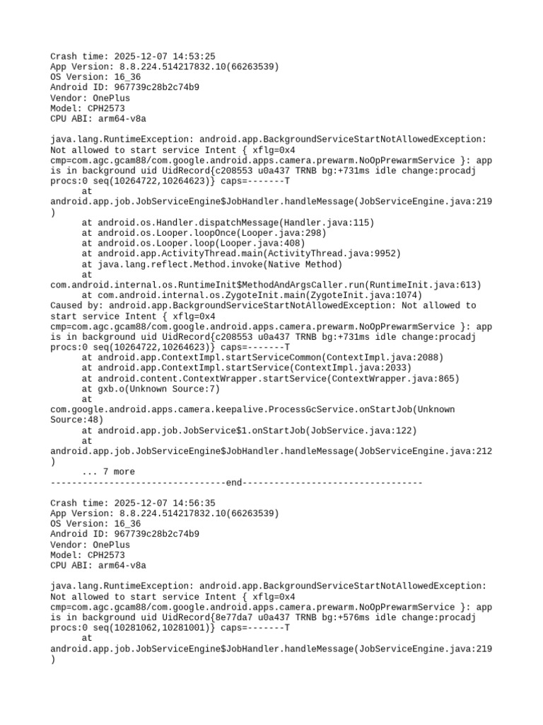 crash_20251207 | PDF | Android (Operating System) | Computing Platforms