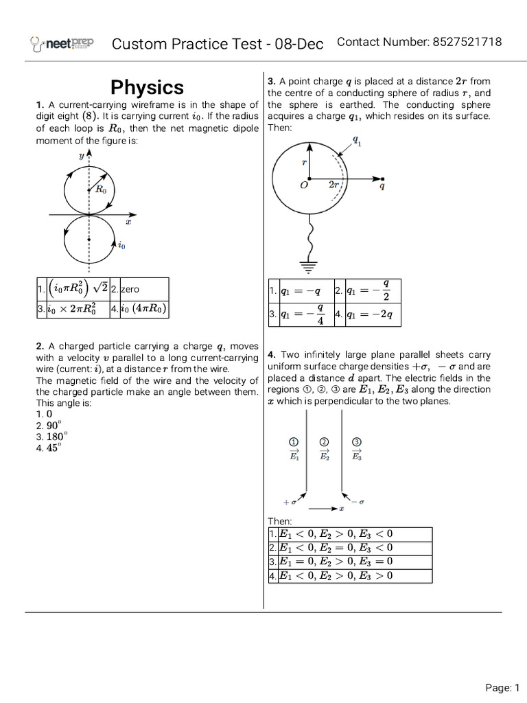 Custom Practice Test 08 Dec | PDF | Dielectric | Carboxylic Acid