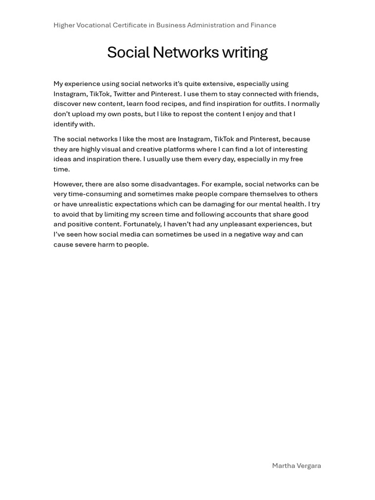 Social Networks Writing | PDF