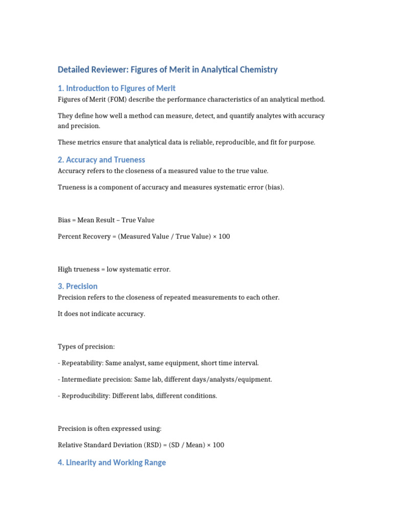 Figures of Merit in Analytical Chemistry | PDF | Detection Limit ...