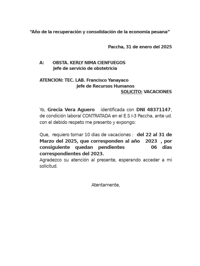 Vacaciones Kerly | PDF