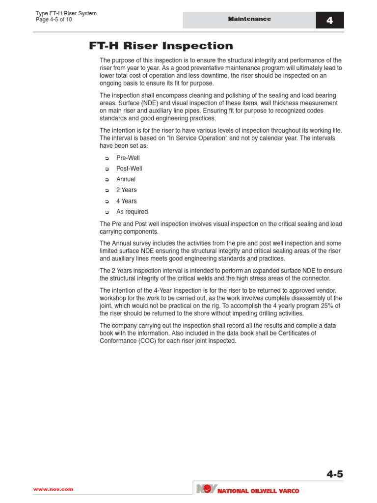 FT-H Riser System Inspection Guide | PDF | Nondestructive Testing ...