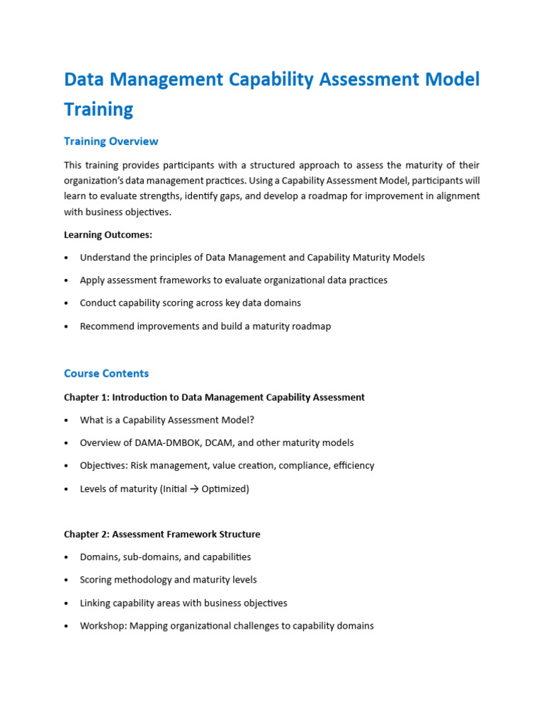 Data Management Capability Assessment Model Training | PDF | Data ...