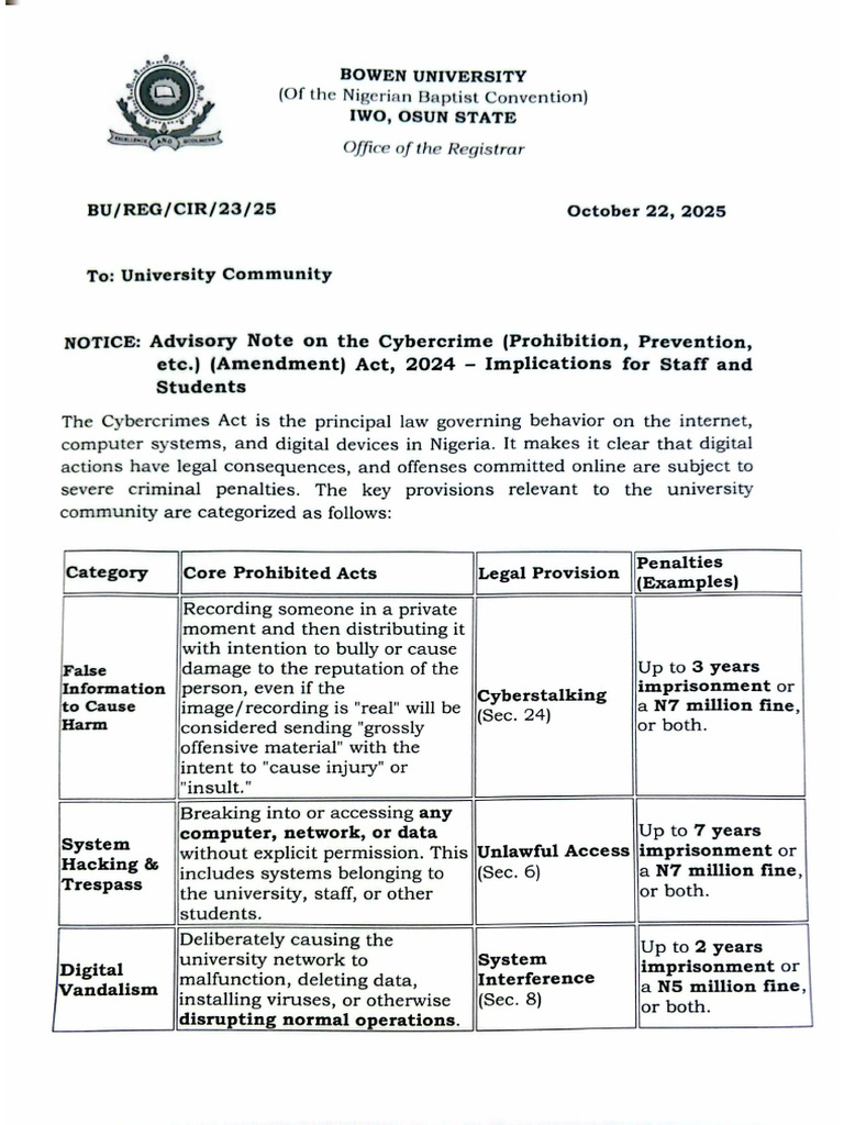 University Notice | PDF