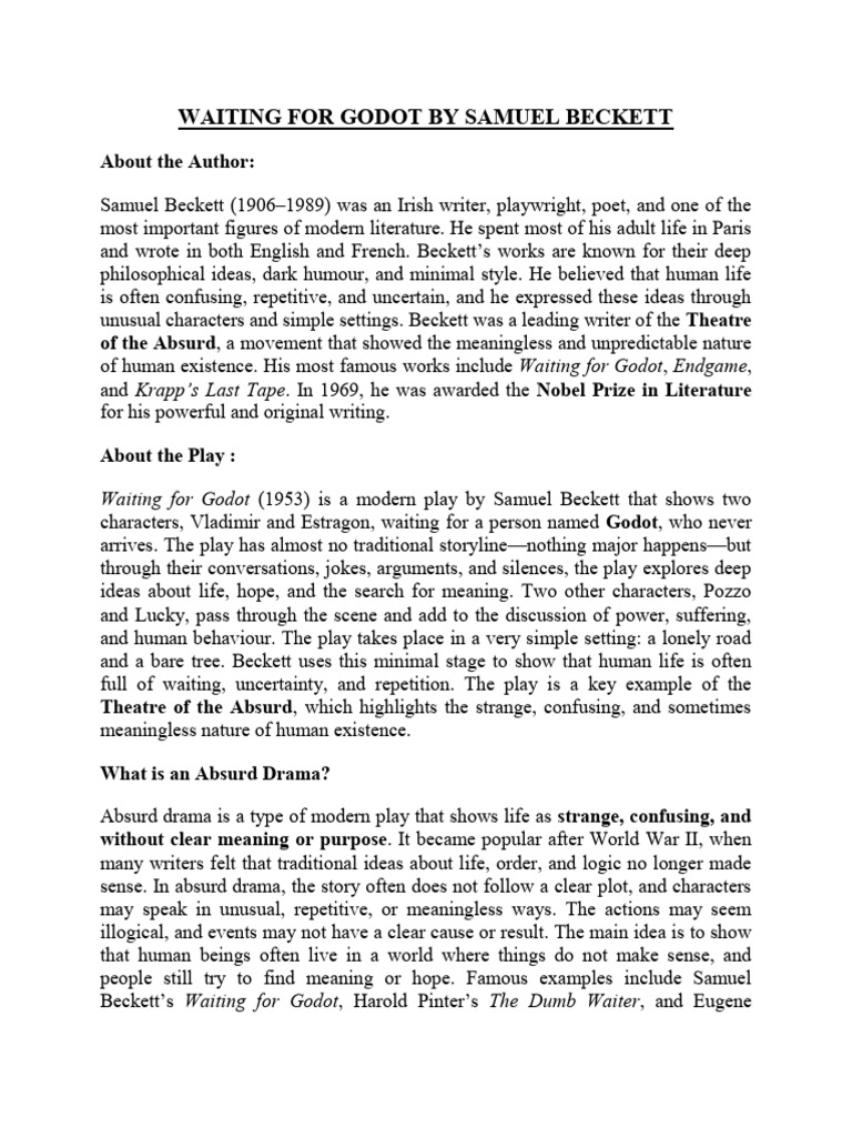 Waiting For Godot by Samuel Beckett | PDF