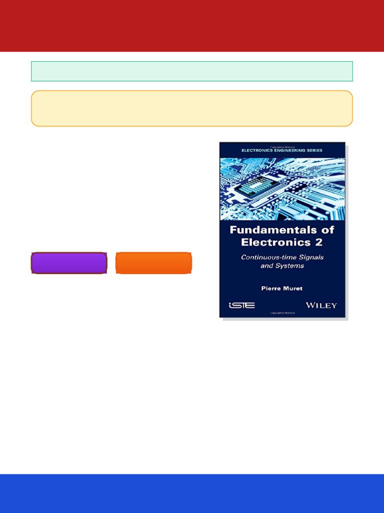 Fundamentals of Electronics 2 Continuous Time Signals and Systems 1st ...