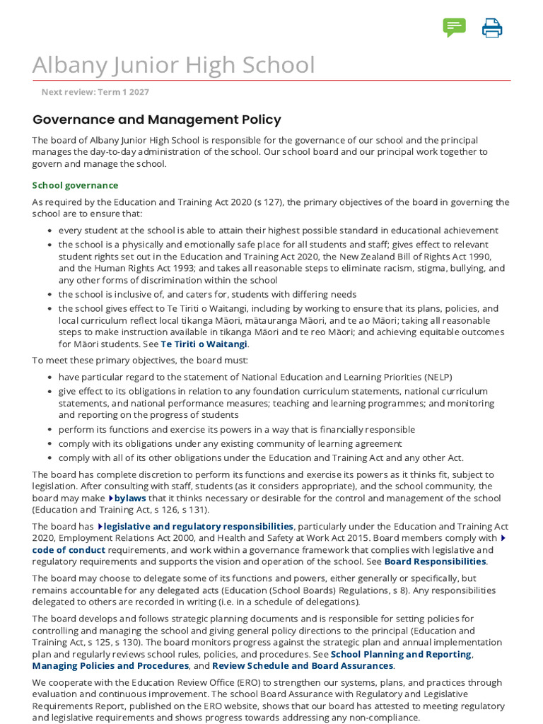 Albany Junior High Governance Policy | PDF | Policy | Governance
